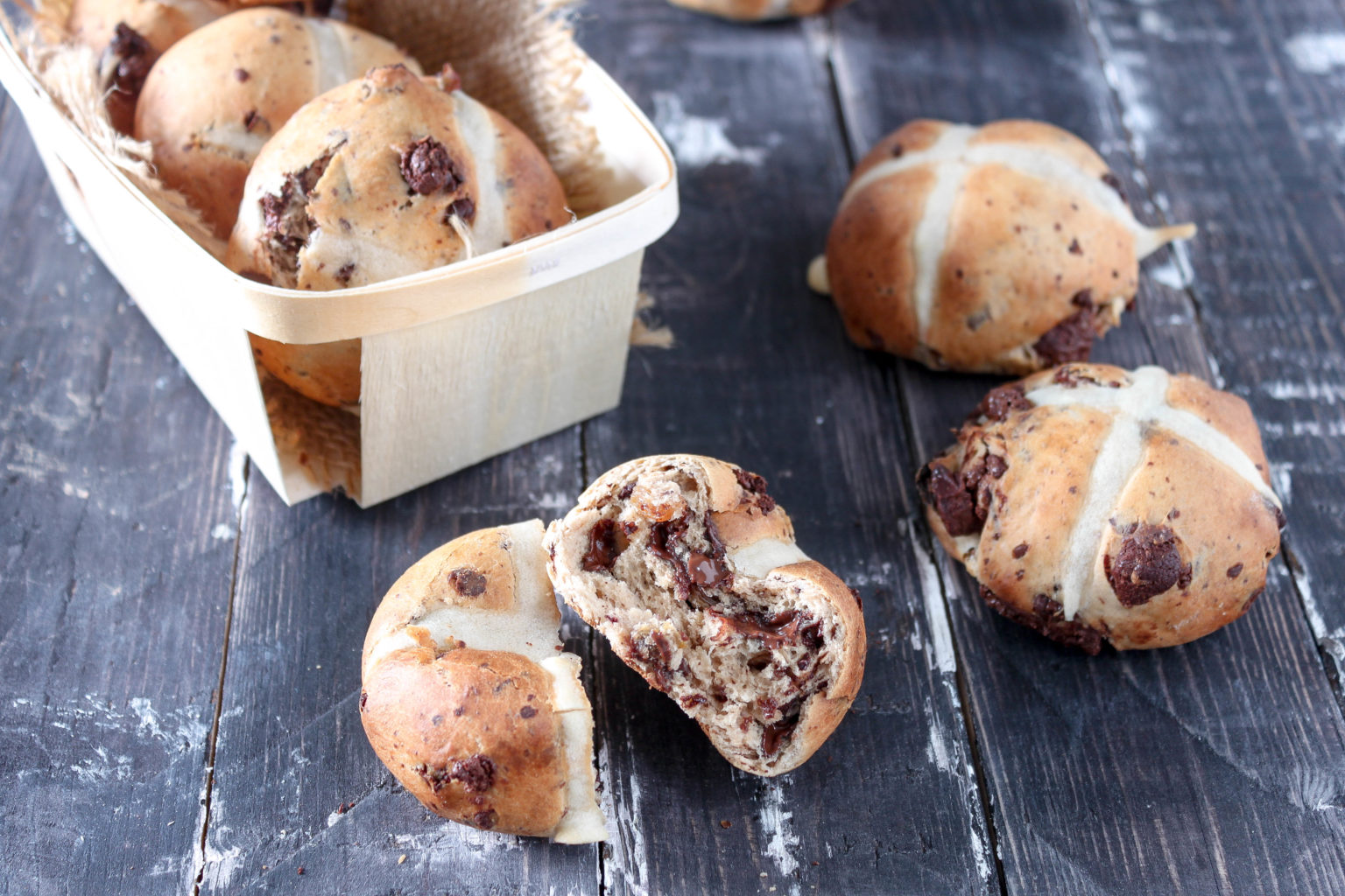 Hot cross chocolate buns, panini al cioccolato - Chiara's Cakery